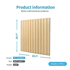 Art3d Slat Wall Panel, 3D Fluted Textured Panel 12-Tile 19.7 x 19.7in. - Oak