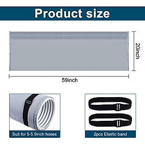 Air Conditioner Hose Cover Wrap Portable AC Hose Cover Wrap with Elastic Band Sleeve Insulated Air Conditioner Hose Cover for Portable AC for 5" and 5.9" Diameter Exhaust Hoses, Gray