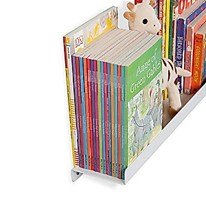 Wallniture Metallo Floating Shelves for Wall, 46" Kids Bookshelf for Toddler Toys, Nursery Room Decor, White Picture Ledge Aluminum Rust Free Material Set of 3