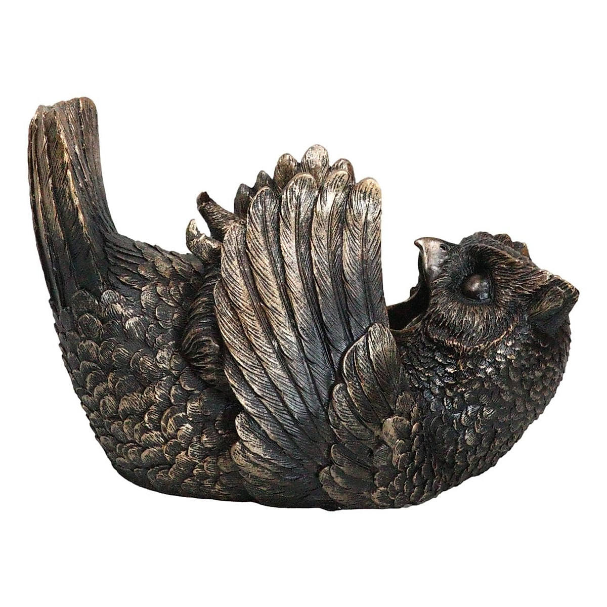 Ebros Bronzed Resin Wisdom of The Forest Great Horned Owl Drinking Wine Bottle Holder Figurine 9.25" L Decorative Party Hosting Sculpture Accessory Owls Statue