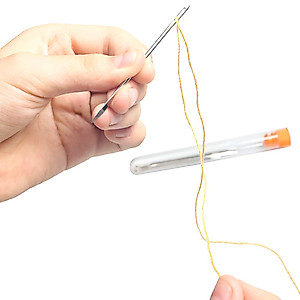 Hekisn Professional Large-Eye Leather Stitching Needle with 3 Different Sizes for Leather Projects with Storage Container (6 Pieces)