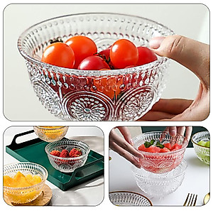 HANABASS Crystal Bowl 1pcs Vintage Flower Embossed Glass Dessert Bowl Ice Cream Bowl Trifle Bowl Salad Bowl Candy Cake Bowl for Home Party Wedding Glass Salad Bowl