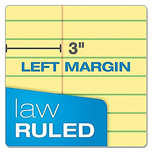 Ampad 20245 Double Sheets Pad, Law Rule, 8 1/2 x 11 3/4, Canary, 100 Sheets