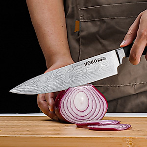 Mifiatin 5 Piece Knife Set with Wooden Box, Professional Kitchen Chef’s Knives, Chef Knife Set, Rust-proof For Home and Restaurant Use，Easy to clean