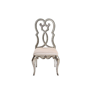 Acme Furniture Set of 2 Velvet Upholstered Side Chairs, Ivory/Antique Champagne