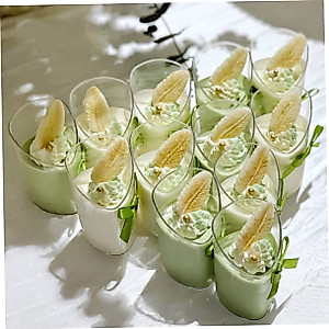 NOLITOY Dessert Cups 10pcs Cheesecake Cups Dessert Cup Plastic Parfait Mousse Cup Wood Bran Mini Mousse Cups Transparent Dessert Cup Bevel Dessert Pots