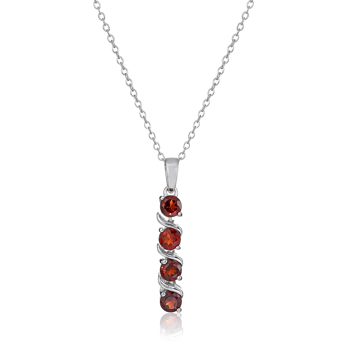Amazon Essentials womens Sterling Silver Genuine Garnet Pendant Necklace, 18" (previously Amazon Collection)