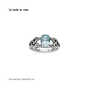 Silvershake 1.5 Carat Genuine Blue Topaz 925 Sterling Silver Celtic Knot Solitaire Ring Size 12.5