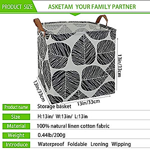ASKETAM Square Canvas Collapsible Fabric Baby Toy Box Storage Bin Bedroom Decor Closet Kids Laundry Baskets Toy Organizer,Shelf Basket Nursery Storage,Gift Baskets(Black Leaves)