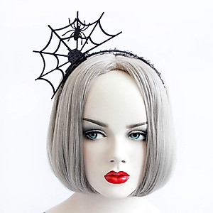 Halloween Spider Web Fasciantor Spider Spiderweb Halloween Party Head Piece (Black Spider)