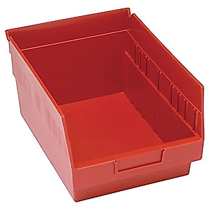 QUANTUM STORAGE SYSTEMS K-QSB207RD-8 8-Pack Plastic Shelf Bin Storage Containers, 11-5/8" x 8-3/8" x 6", Red