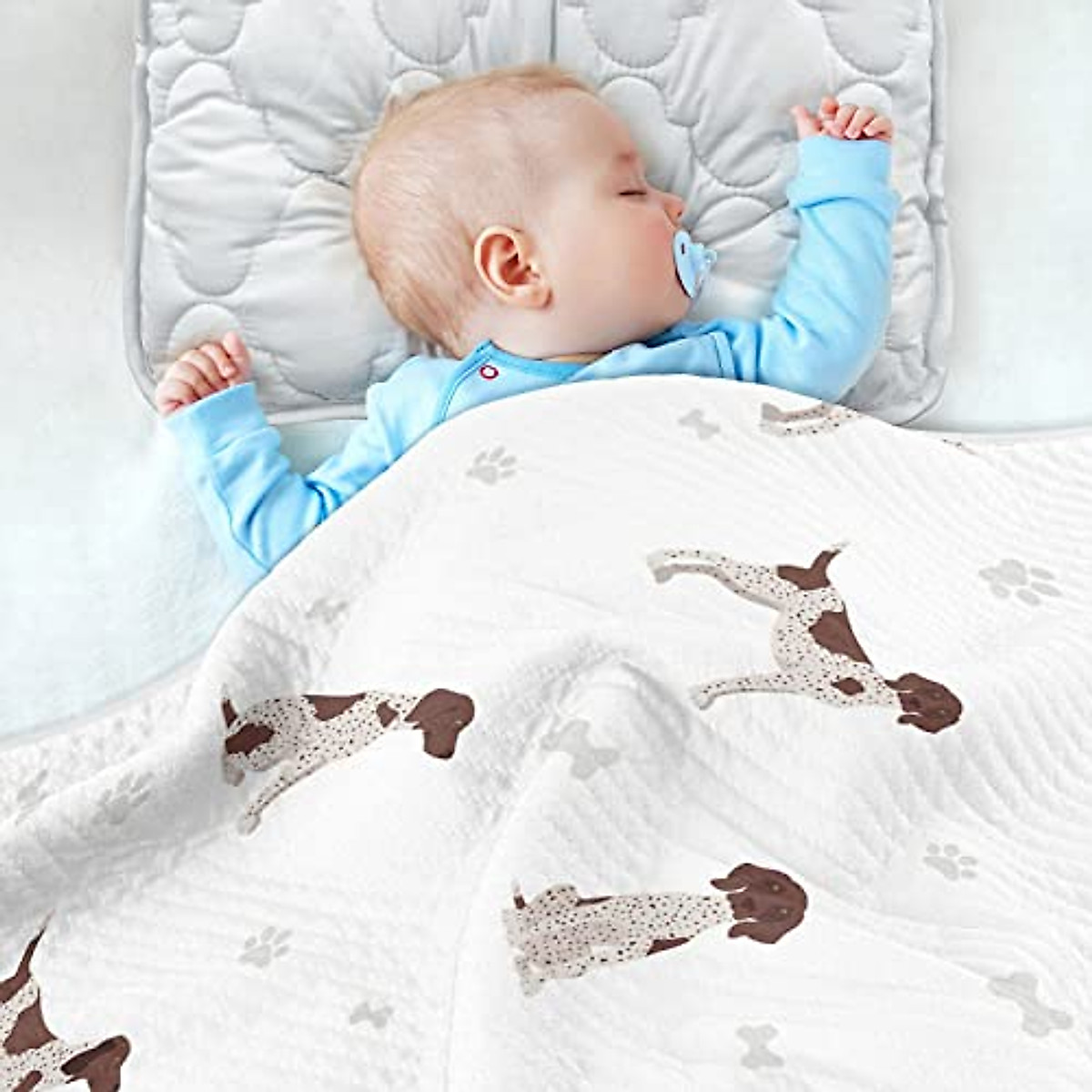 Swaddle Blanket German Shorthaired Pointer Cotton Blanket for Infants, Receiving Blanket, Lightweight Soft Swaddling Blanket for Crib, Stroller, Nursery Blankets, Puppy, 30x40 in