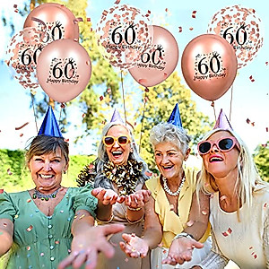 60th Birthday Balloons 18 Pcs Rose Gold Happy 60th Birthday Latex Balloons Confetti Balloons Rose Gold 60th Birthday Party Decorations for Women Men 60th Birthday Anniversary Decor Supplies 12 inch