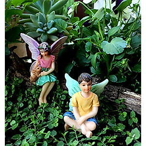 PRETMANNS Fairies for Garden - Fairy Garden Accessories with Garden Fairy Figurines, Fairy Garden Kit with Girl & Boy Fairies for a Fairy Garden - 3 Piece Fairy Set