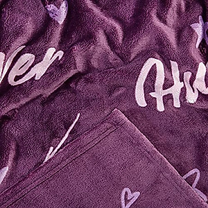 Chanasya Friends Forever Gift Throw Blanket - Super Soft Plush Fleece Laugh Hug Smile Joy Comfort Love Memories Best Friend Forever Gift Throw- for Women Men (50x65 Inches) - Aubergine Blanket