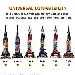 JEDELEOS Replacement Belts for Bissell Cleanview Bagless Upright Vacuum 1831 9595A 3583 2486 2487 2488 2489 2490 2491 2492 2494 1319 1320 1322 1327 1328 1330 1331 1332 1819 1820 Series (Pack of 2)