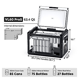 ICECO VL60 ProS Portable Refrigerator, Multi-directional Lid, Dual USB & DC 12/24V, AC 110-240V, 60L Steel Compact Refrigerator Powered by SECOP, 0℉ to 50℉, Home & Car Use [Upgrade, 63 Quarts]