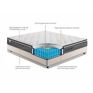 Acochey Full Mattress in a Box,10 Inch Full Mattresses,Gel Memory Foam Medium Firm Grey Hyrid Mattress,Quality Comfort and Adaptive Support Breathable Cooling Full Mattress,CertiPUR-US.