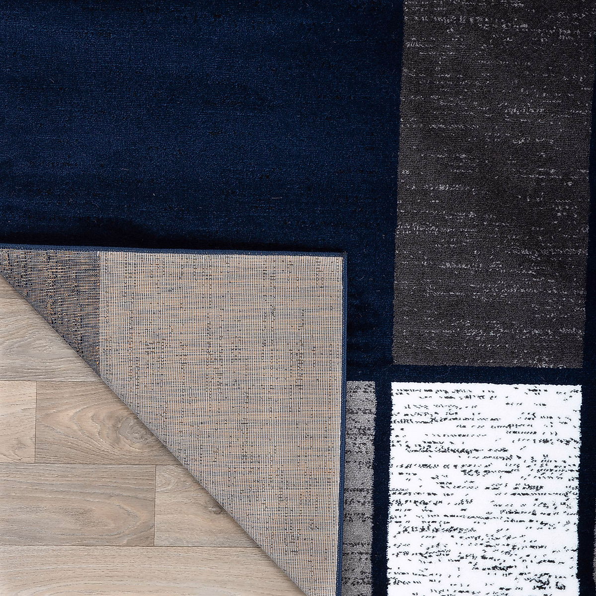 Rugshop Contemporary Modern Boxes Area Rug 3'3" x 5'3" Navy