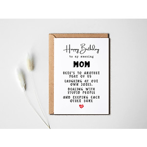 KrysDesigns Birthday Card Mom - Greeting Card - For Mom - Happy Birthday To My Amazing Mom - Funny Card For Mom - Quote Queen Cards