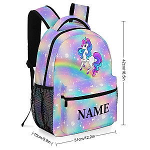 Custom Galaxy Rainbow Unicorn Backpack Personalized Name Text Backpack Daypacks Customized BookBags School Bag for Student Boys Girls