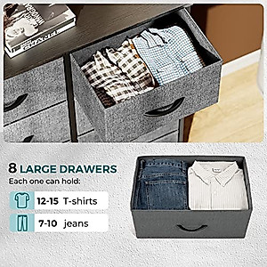 SMUG Dresser, Drawers Dresser for Bedroom Cabinet Organizers Wood Top Table Furniture with 8 Fabric Storage Drawers Chest Tower Unit, Chest of Drawers for Closet, Living Room, Hallway, Porch
