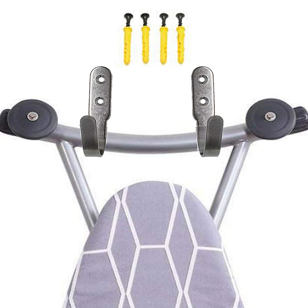 AUXPhome Wall Mount Laundry Rooms Ironing Board Hook Holder Storage White/Black Organizer Display Racks/Wall-Mounted Iron Rest Hanging Ironing Board Holder - Durable Steel - Black