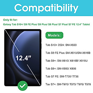 ProCase Privacy Screen Protector for Galaxy Tab S10 Plus/S9 FE Plus/ S9 Plus/ S8 Plus/ S7 FE/ S7 Plus 12.4 Inch, Anti-Spy Tempered Glass Film Guard for Samsung Tablet SM-X820/X610/X810/X800/T730/T970