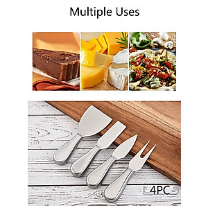 Clarmonde Premium Stainless Steel Cheese Tool Set - 4 Piece Cheese Knife Set - Cut, Spread All Your Favorite Cheeses