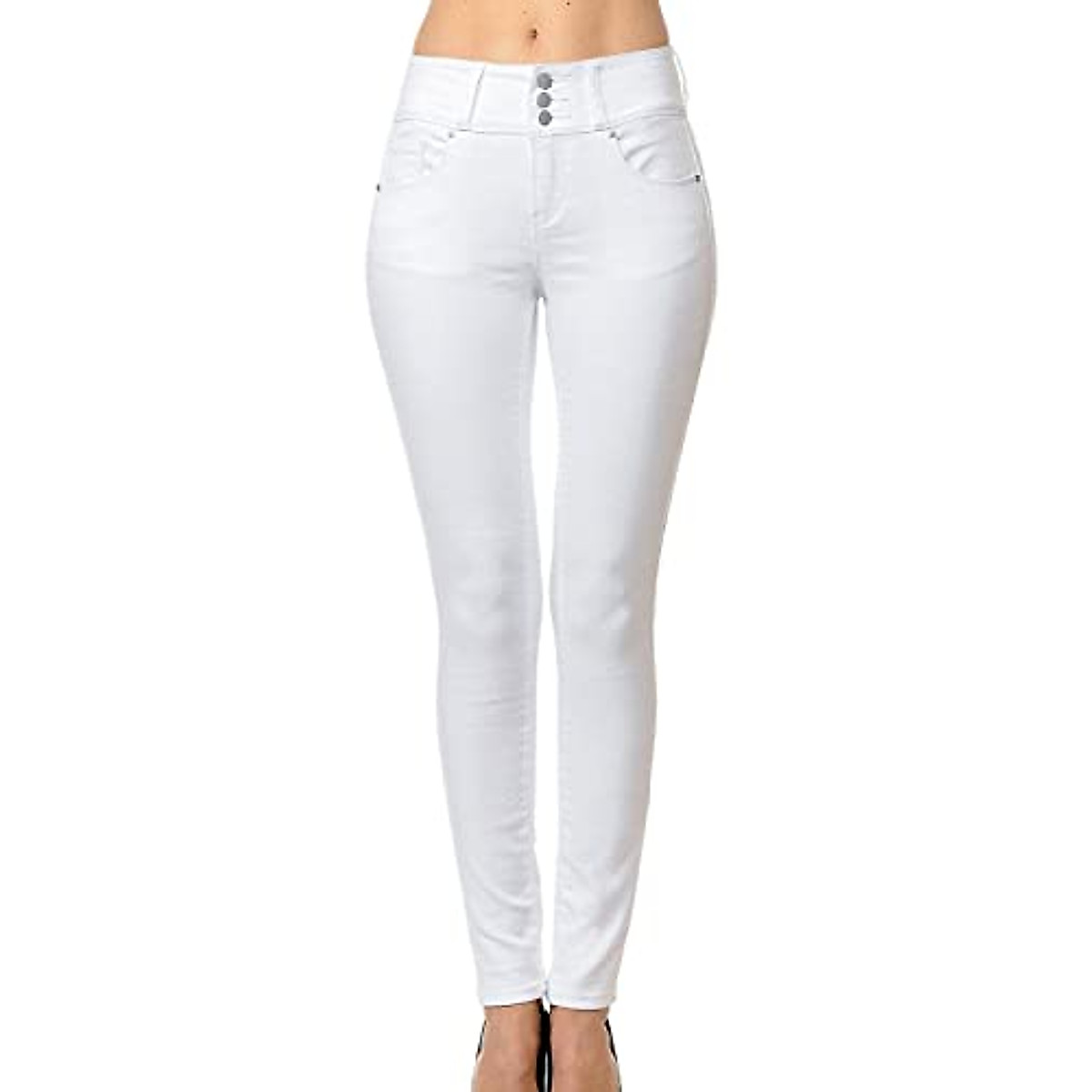 wax jean Women's High-Rise Push-Up Super Comfy 3-Button Skinny Jeans 0/24 White