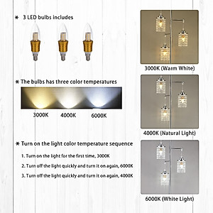 beaysyty Art Decor Crystal Floor Lamp 3-Light Contemporary Crystal Lampshade for Living Room,Bedroom,Office,LED Bulb Included,Chrome Finish