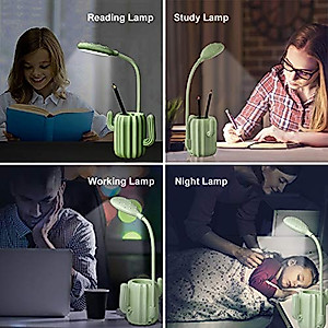 Small Desk Lamp with Pen Holder, Table Lamp with 3 Brightness Levels, Flexible Gooseneck, Touch Control for Kids, Home Office