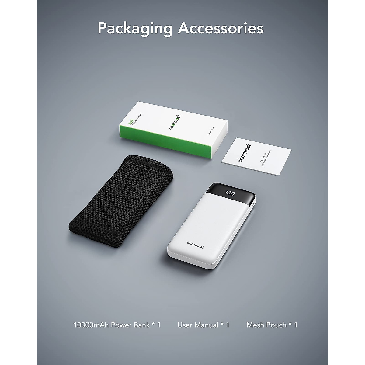 Portable Charger with Built in Cables, Portable Charger with Cords Wires Slim 10000mAh Travel Battery Pack 6 Outputs 3 Inputs 3A Fast Charging Power Bank for Samsung Google Pixel LG Moto iPhone iPad