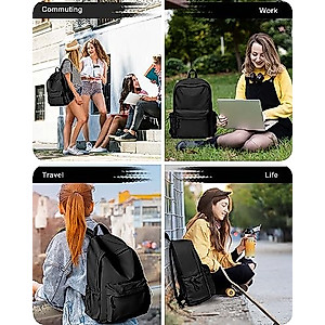 Black Backpack for Women Men, Waterproof High School Bookbag,Lightweight Casual Travel Daypack,Classic Basic College Backpack,Middle School Bag for Teen Girls Boys