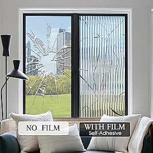 Windimiley Window Privacy Film 3D Reeded Glass Window Clings Bathroom Fluted Frosted Decorative Door Covering Adhesive UV Sun Blocking Heat Blocker Window Tint,23.1X157.4 in,Transparent