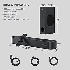 Heymell 2.1CH 160W Soundbar for TV with Subwoofer,Powerful and Clear Bass, Clear Voice, No Background Noise,DSP 3D Surround Sound Bar,TV Soundbar HDMI ARC Optical,HDMI Cable (Included)
