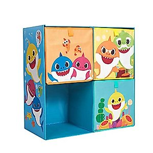Idea Nuova Baby Shark Collapsible Soft Storage Cubby with 3 Collapsible Cubes