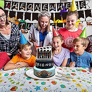 45Pcs Friends Themed Party Decorations Party Supplies Include Banners, Hanging Swirls, Whiteboard Pens, Cake Toppers, Birthday Party Decorations for Friends Fans