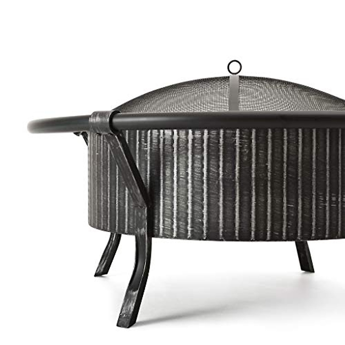 Amazon Basics Round Fire Pit - 39-Inch, Brushed Pewter