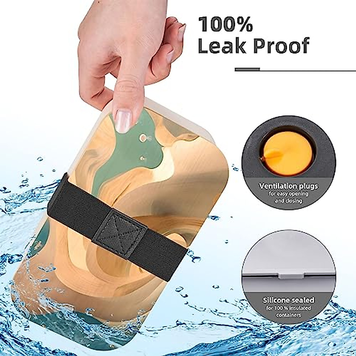 Dunhuang Mystery Adult Lunch Box, Bento Box, With Cutlery Set Of 3, 2 Compartments, Rectangular, Lunch Box For Adults