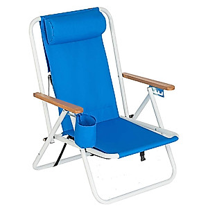 Kcelarec Portable Folding Beach Chairs, Outdoor Lawn Lounge Reclining Chair Backpack Camping Chair with Pillows for Patio,Poolside, Beach, Yard