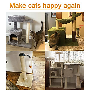 NEUMIHARO 4 Pcs 3.1in 7.9cm Diameter Cat Scratching Post Replacement Sisal Pole with Screws and Bolts and Wrench for Cat Tree Condo (35cm/13.78in, M10)