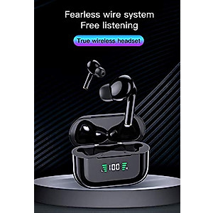 Wireless Earbuds Bluetooth Headphones with USB-C Quick Charging Case in Ear Headset IP6 Waterproof LCD Display Premium Sound Deep Bass Ear Buds Sweat Resistant Earphones for Sports/Working (Black)