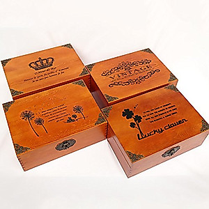 WINGOFFLY® Medium Wooden Treasure Box Trunk Box Stash Boxes for Jewelry Storage Cards Collection Gifts and Home Decoration, Blank