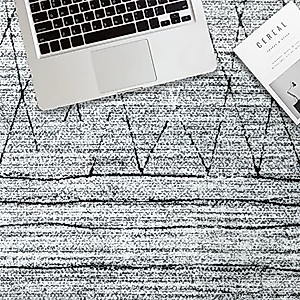 ROYHOME Area Rug Vintage Diamond Runner Rug Abstract Geometric Entryway Rug Washable Non-Slip Distressed Bedroom Mat Indoor Entrance Carpet for Living Room Kitchen, Grey, 2' x 6'