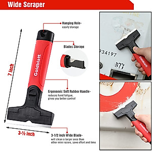 Goldblatt 9-in-1 Drywall Paint Scraper, Stainless Steel Putty Knife Scraper & Goldblatt 2 Piece Razor Blade Scraper Set with 20-piece Blades