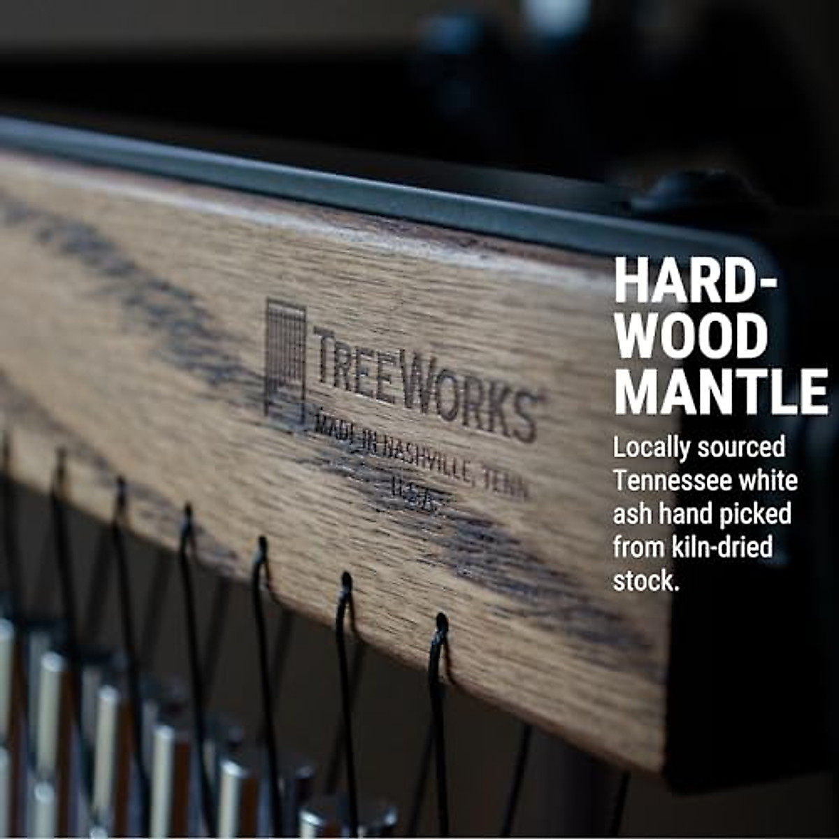 TreeWorks Chimes Full Size Bar Chimes with Dampening Arm and Bag — Made in U.S.A. — Single Row, Tennessee Hardwood (TRE630)