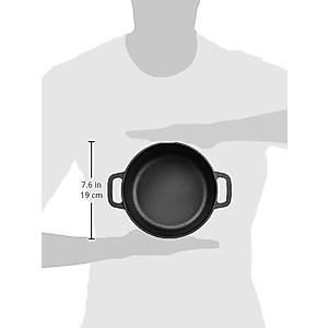 Amazon Basics Pre-Seasoned Cast Iron Round Dutch Oven with Dual Handles, 2-Quart, Black