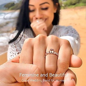 PROSILVER Womens Crown Heart Promise Ring Wedding Band 925 Silver Claggagh Ring Brides