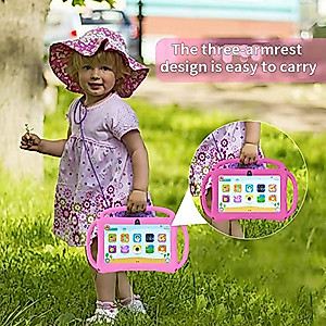 JUNINKE 2023 New 7 Inch Tablet for Kids - Android 11.0, 2+32GB, Anti-Drop Design, Parental Controls & Silicone Kids Tablet Case with Three Grips (Pink)